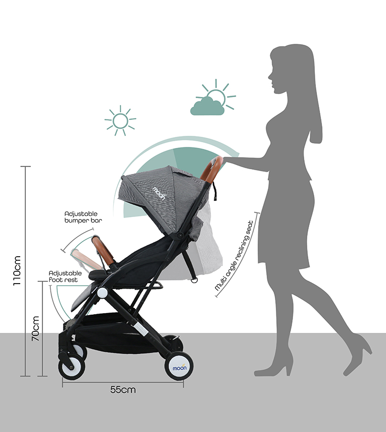 MOON Ritzi – Cabin Stroller – Black/Grey Dots – Zero2Five